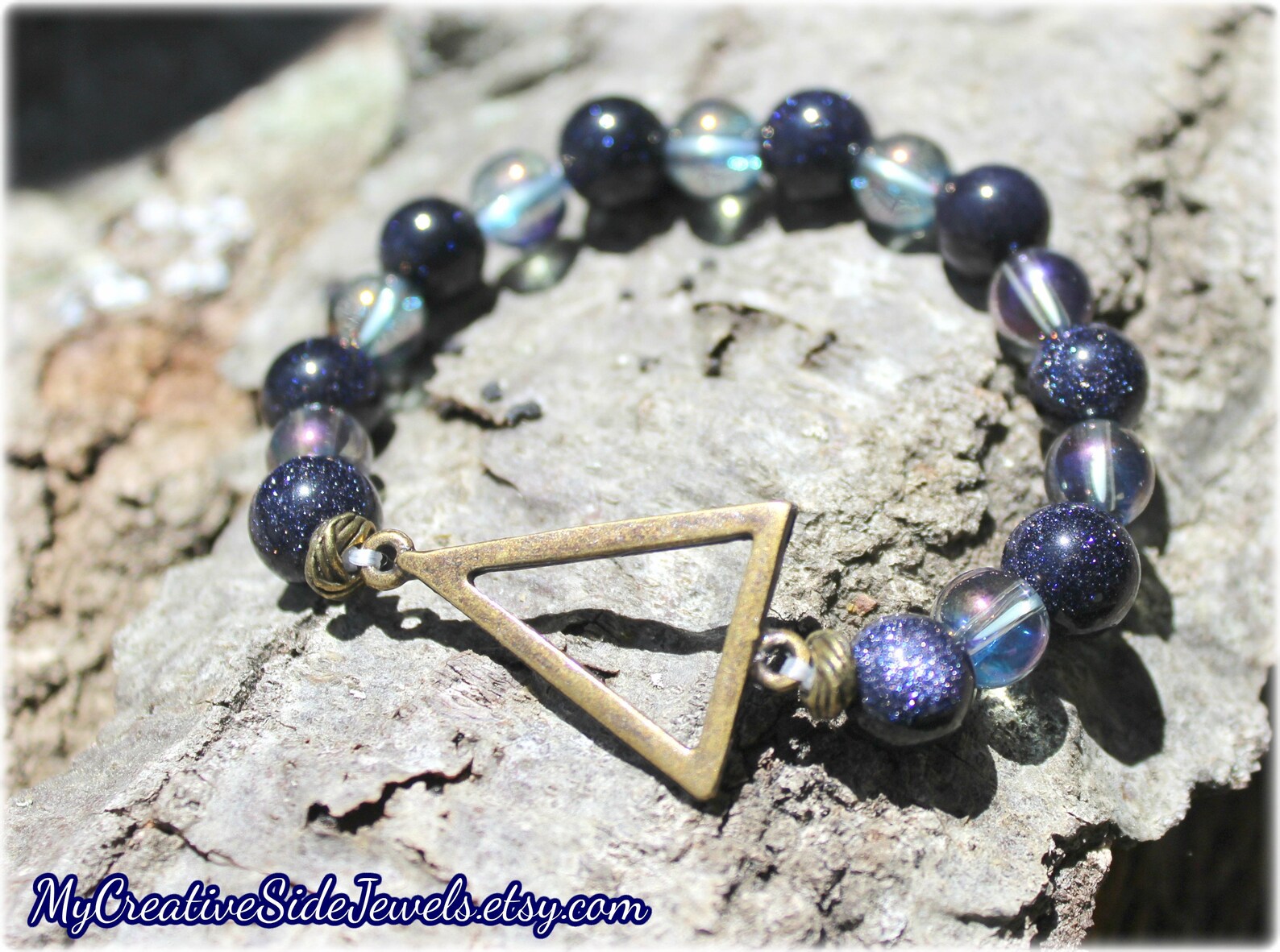 Modern Geometric Charm Bracelet Blue Goldstone Bracelet Blue | Etsy