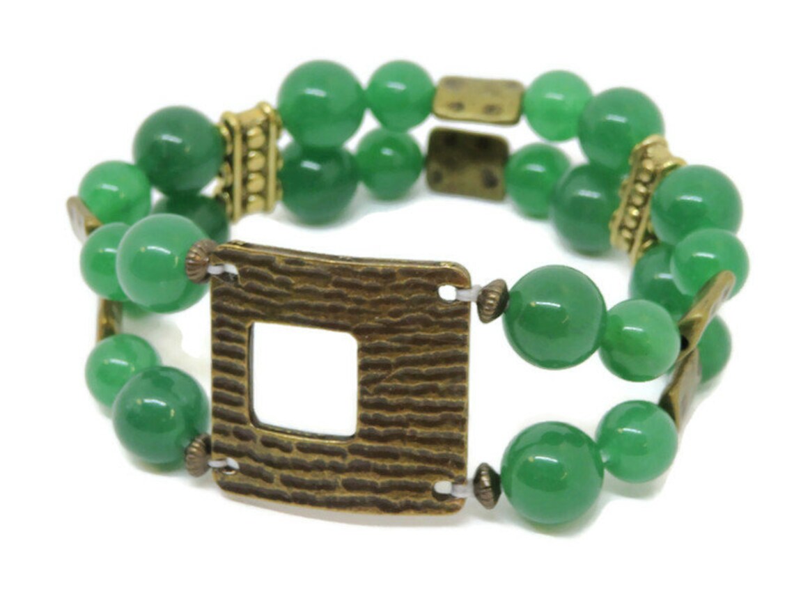 Green Multi Strand Statement Bracelet Double Strand Green - Etsy