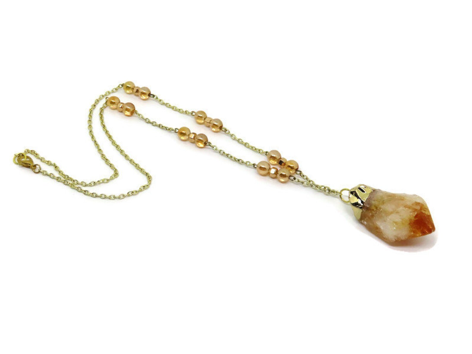 Citrine Crystal Pendant Necklace Raw Gemstone Necklace - Etsy
