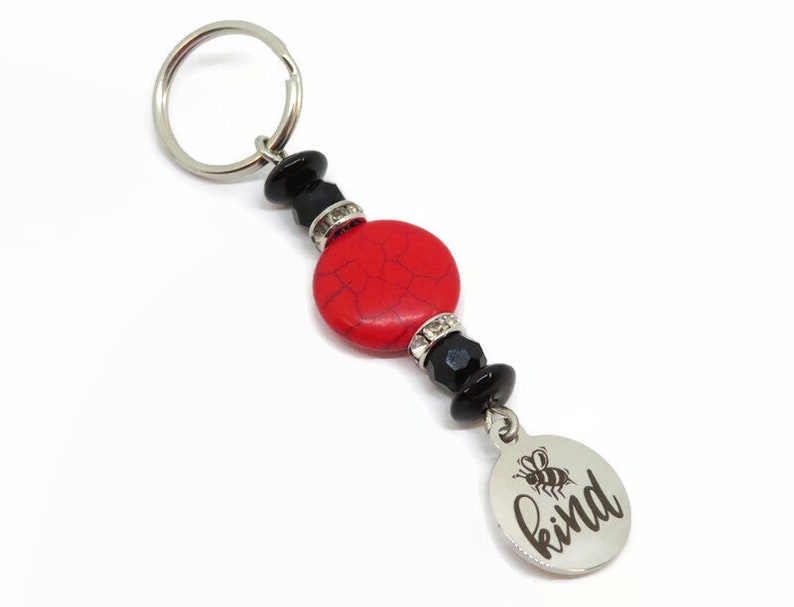 Bee Kind Key Chain Red and Black Be Kind Key Ring - Etsy