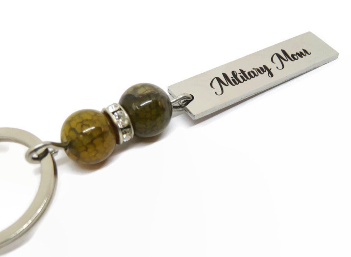 Military Mom Key Chain, Soldier Mom Mother's Day Gift, Agate Gemstone ...