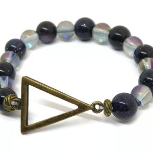 Modern Geometric Charm Bracelet, Blue Goldstone Bracelet, Blue ...