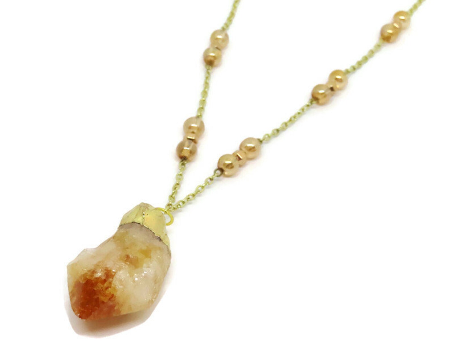 Citrine Crystal Pendant Necklace Raw Gemstone Necklace - Etsy