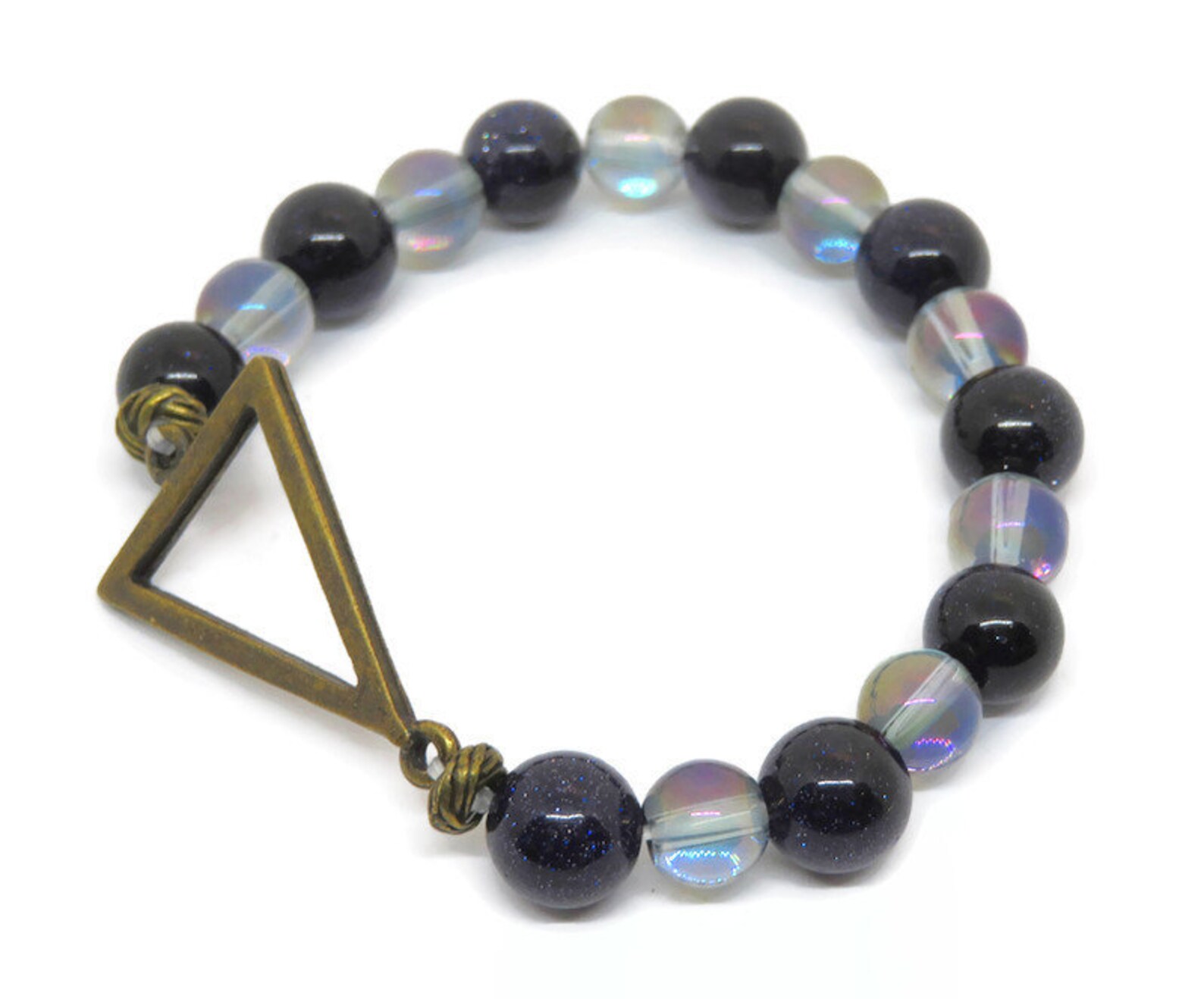 Modern Geometric Charm Bracelet Blue Goldstone Bracelet Blue - Etsy