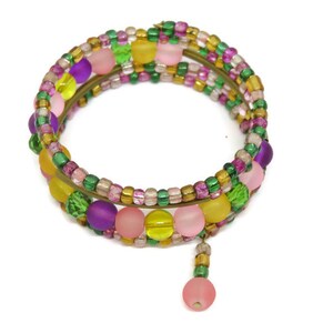 Colorful Memory Wire Bracelet Pastel Beaded Wrap Bracelet - Etsy