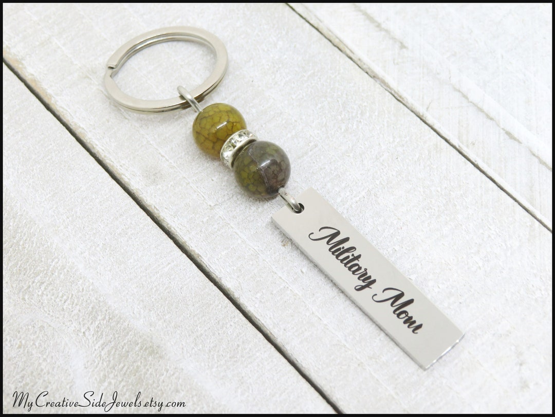 Military Mom Key Chain, Soldier Mom Mother's Day Gift, Agate Gemstone ...