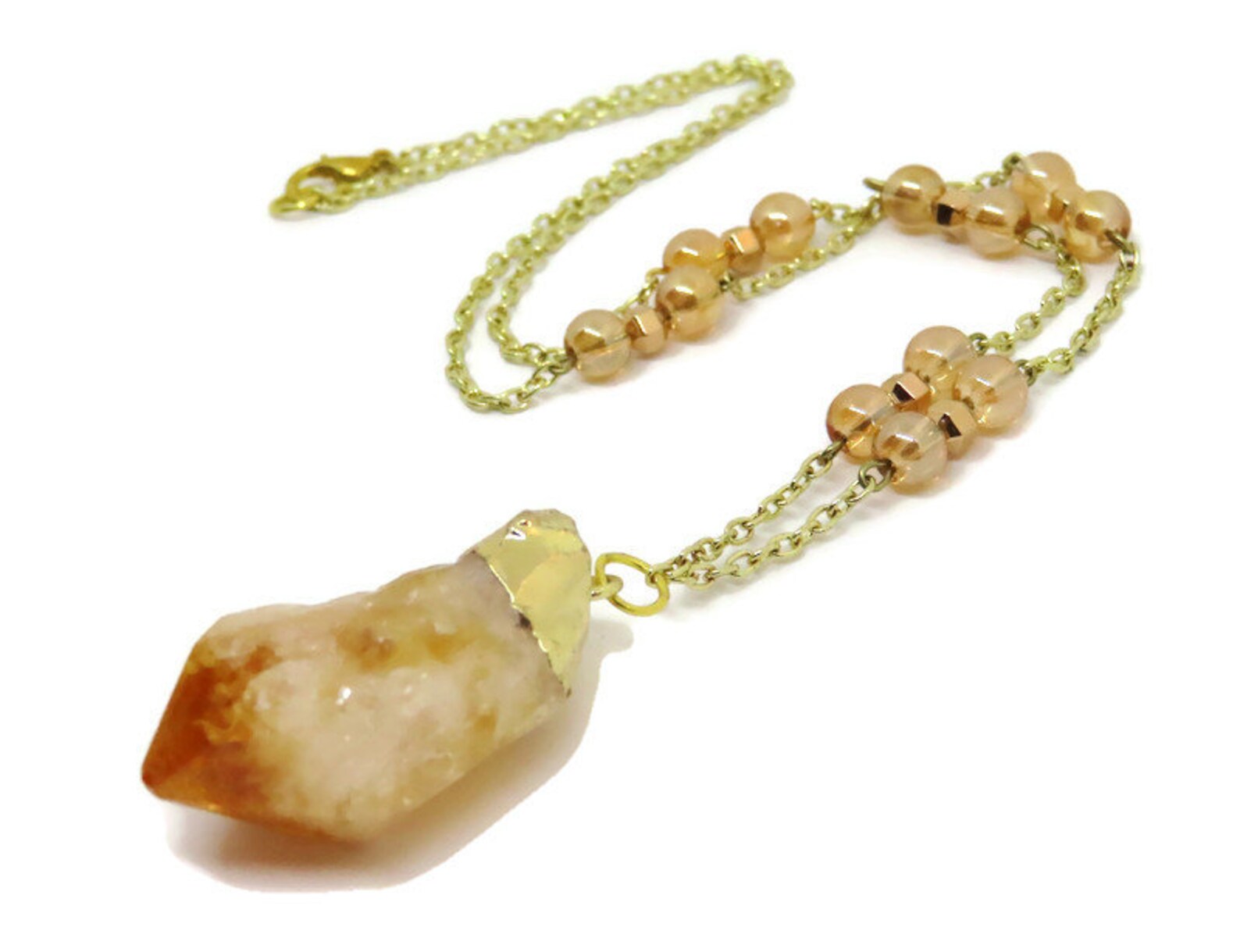 Citrine Crystal Pendant Necklace Raw Gemstone Necklace - Etsy