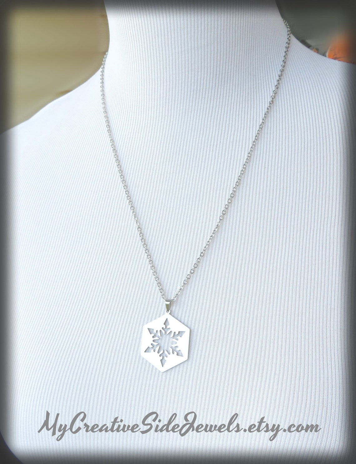 Snowflake Necklace Stainless Steel Snowflake Charm Necklace - Etsy