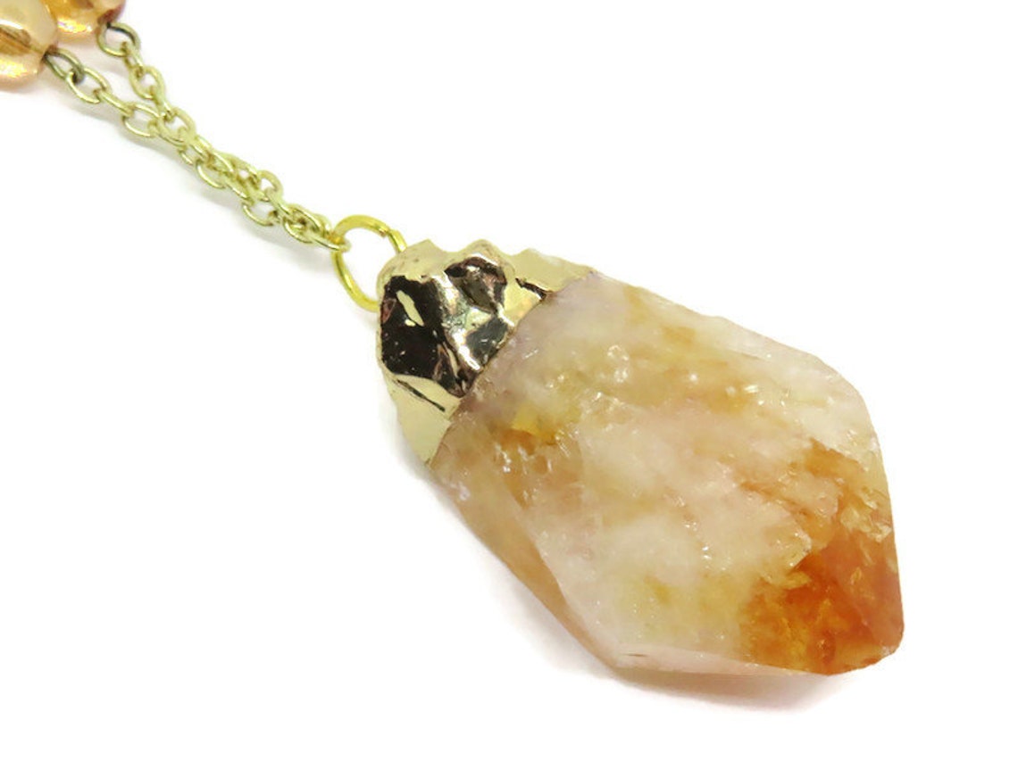 Citrine Crystal Pendant Necklace Raw Gemstone Necklace - Etsy