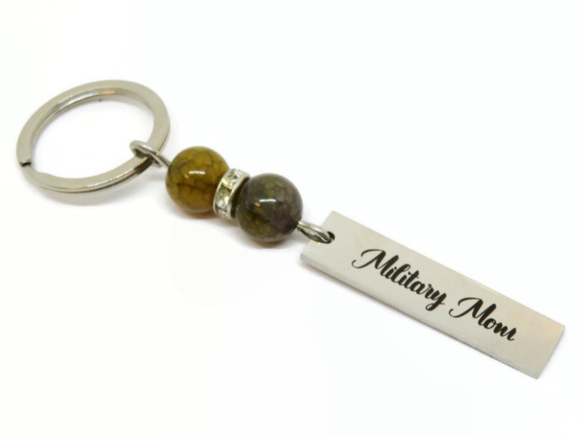 Military Mom Key Chain, Soldier Mom Mother's Day Gift, Agate Gemstone ...