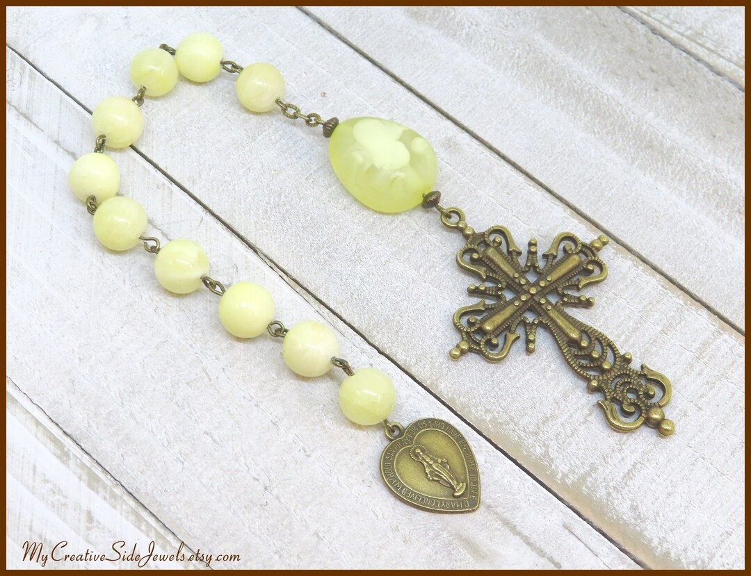 Jade Pocket Rosary, Tenner Rosary, Open Style Rosary, One Decade Prayer ...