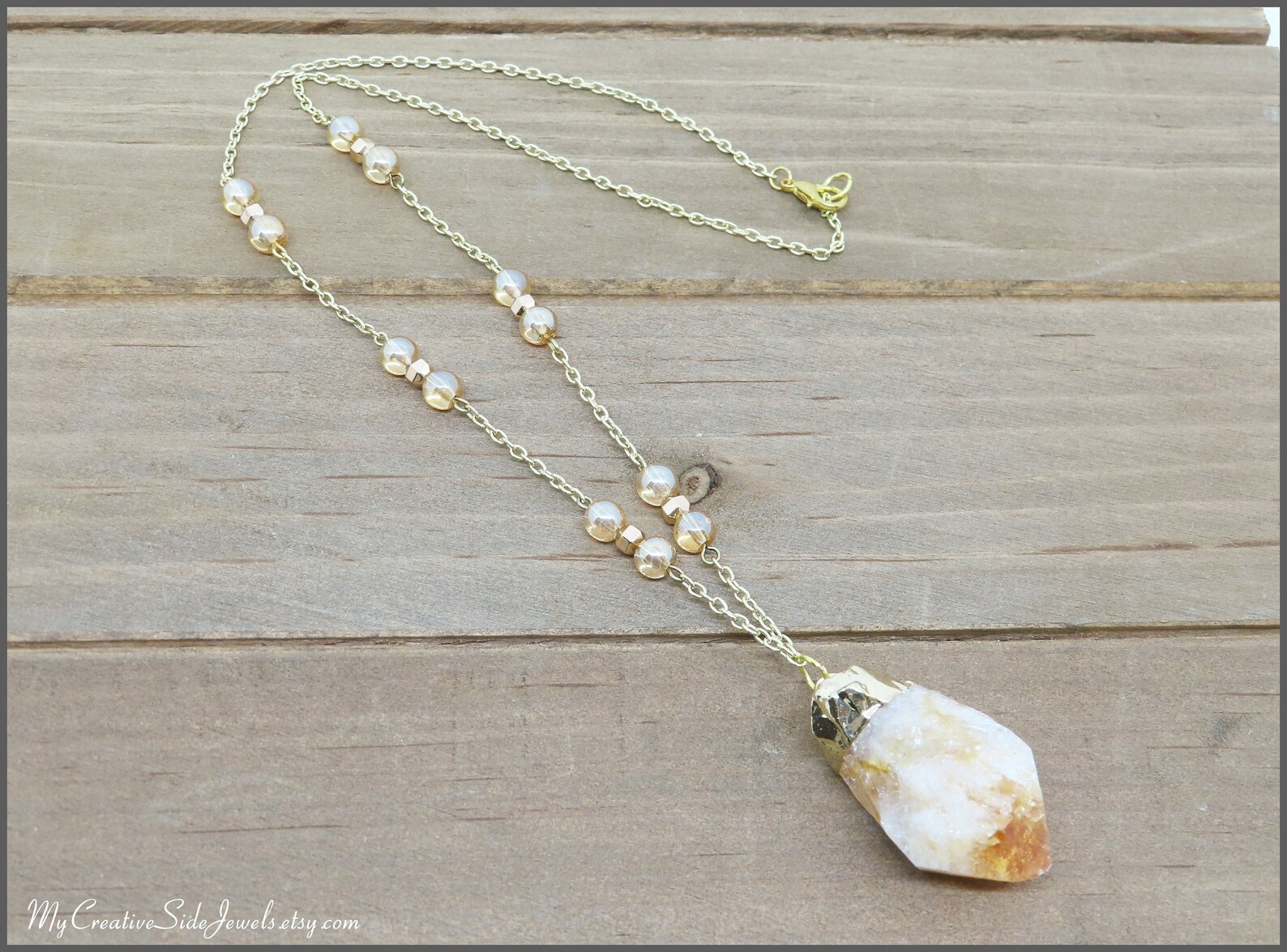 Citrine Crystal Pendant Necklace Raw Gemstone Necklace - Etsy