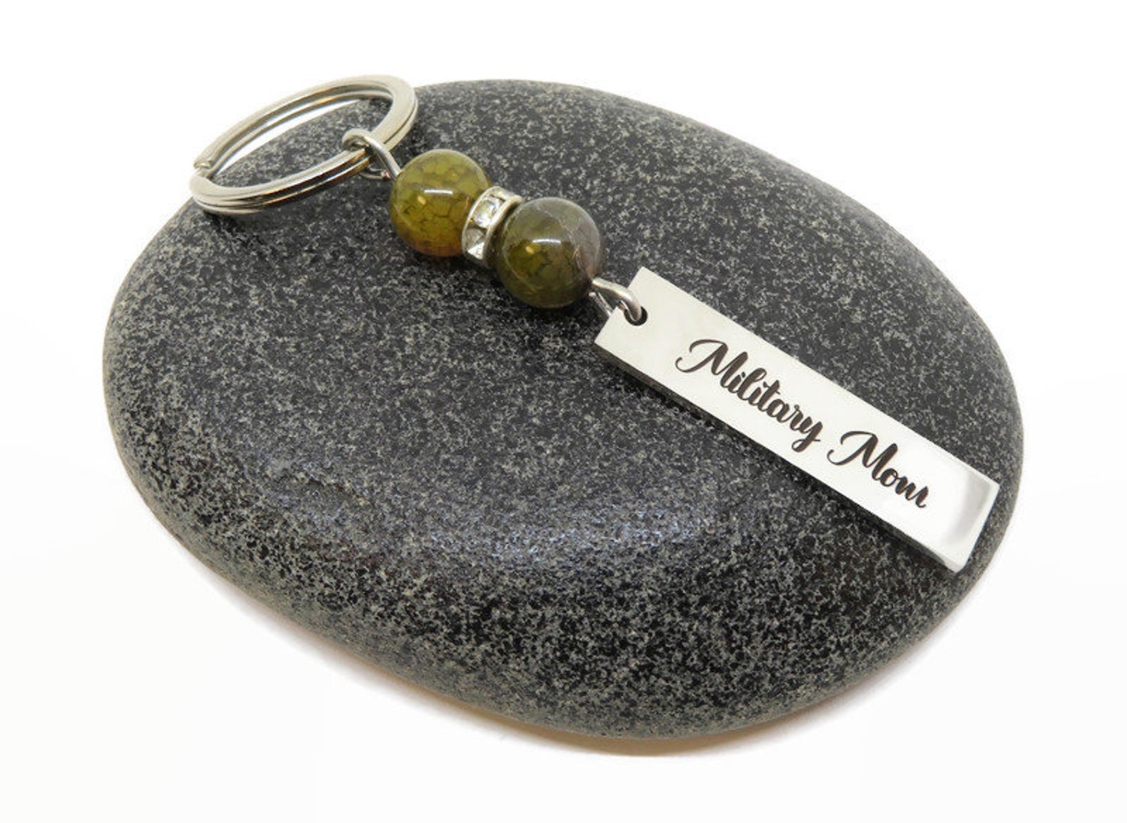 Military Mom Key Chain, Soldier Mom Mother's Day Gift, Agate Gemstone ...