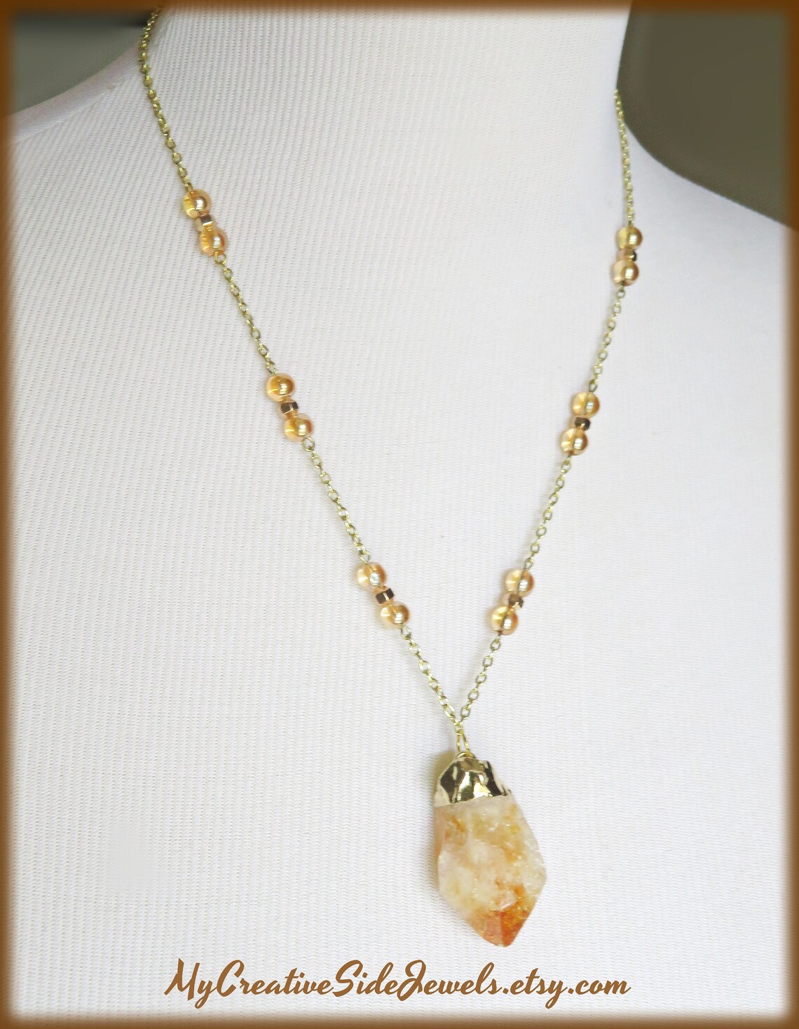 Citrine Crystal Pendant Necklace Raw Gemstone Necklace - Etsy
