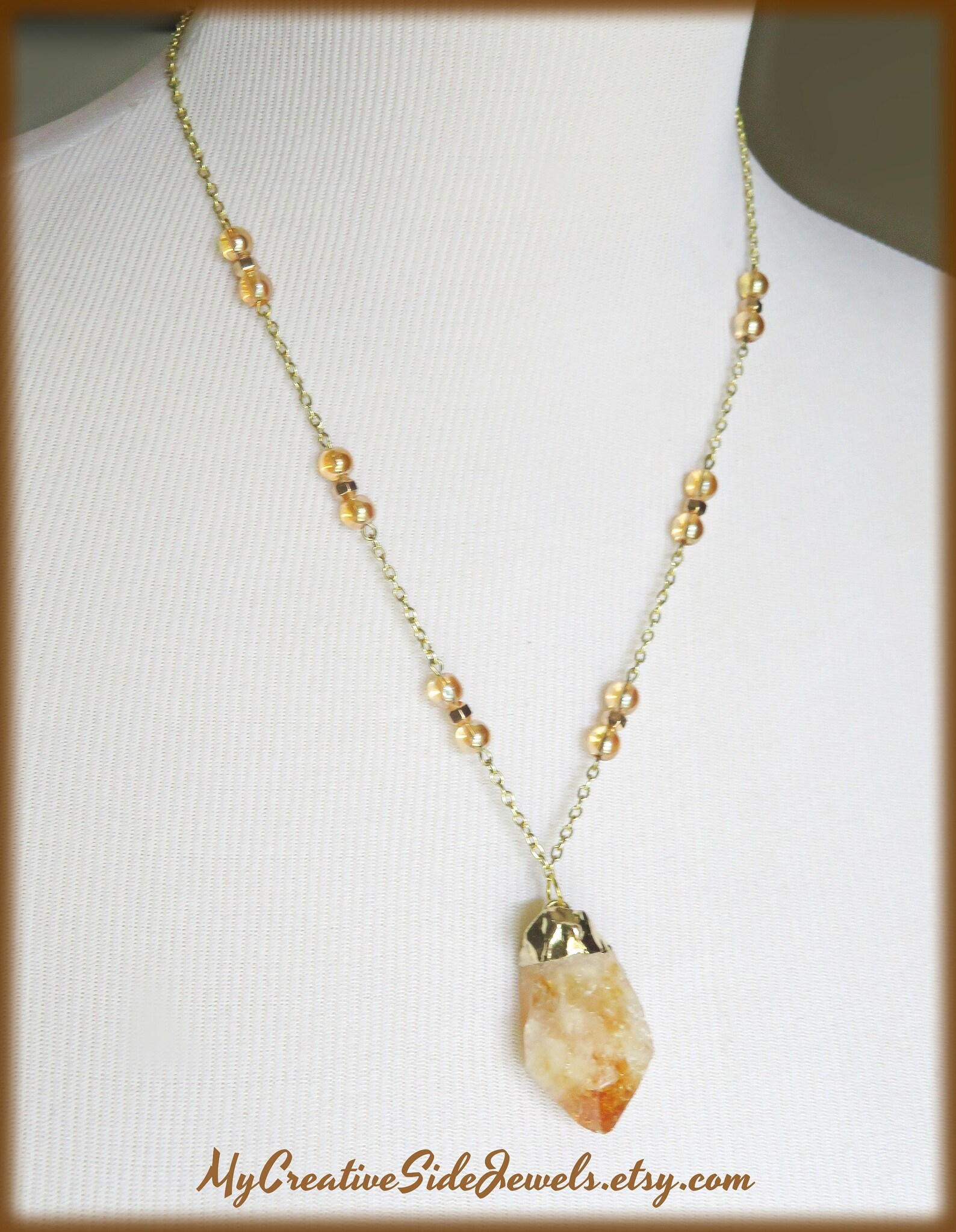 Citrine Crystal Pendant Necklace Raw Gemstone Necklace - Etsy