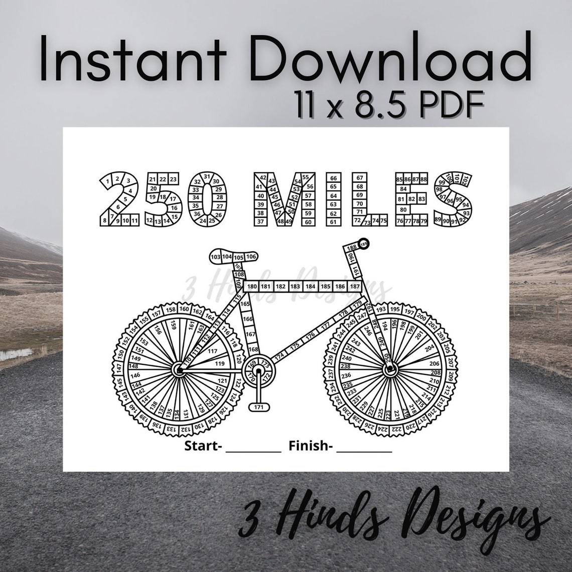 250 Mile Challenge Printable Tracker - Stay Motivated & Track Your ...