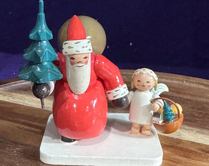Vintage Erzgebirge East Germany Wendt and Kühn Wooden Santa and Angel ...