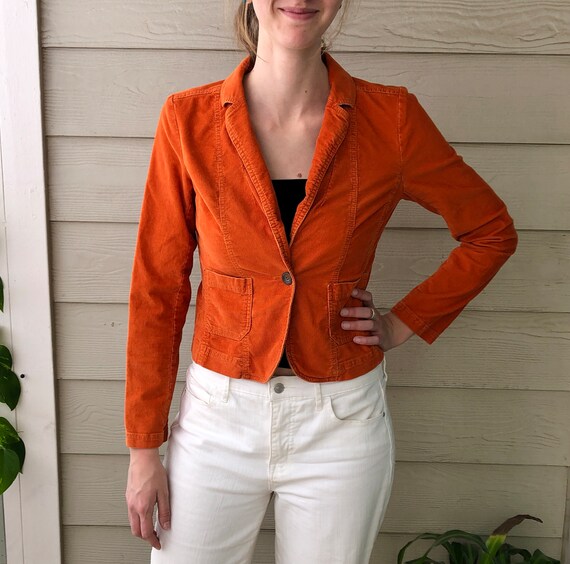 Vintage Pumpkin Orange Corduroy Casion Brand Blazer J… - Gem