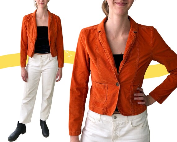 Vintage Pumpkin Orange Corduroy Casion Brand Blazer J… - Gem