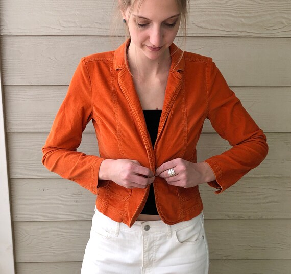 Vintage Pumpkin Orange Corduroy Casion Brand Blazer J… - Gem