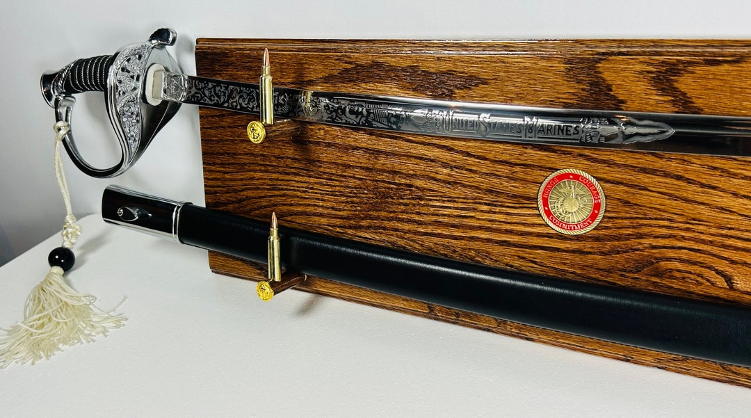US Marine Corps Sword Holder / Display With Coin and 5.56 Rounds - Etsy
