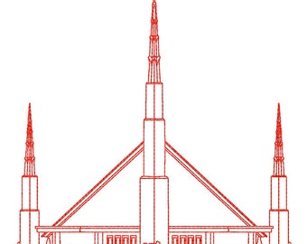 Lubbock Texas LDS Temple Redwork Embroidery Design Digital | Etsy