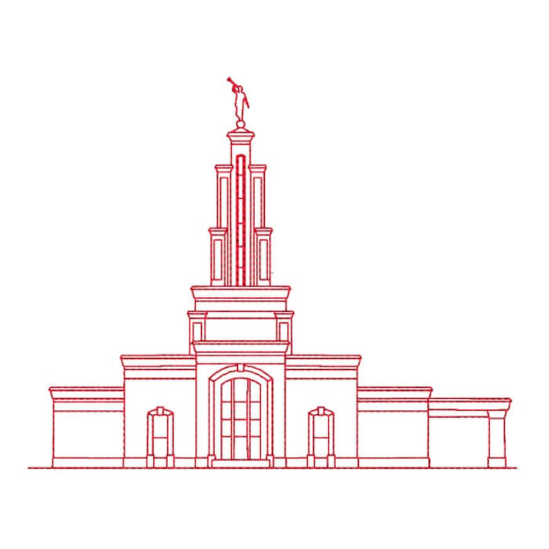 San Antonio Texas LDS Temple Redwork Embroidery Design - Etsy