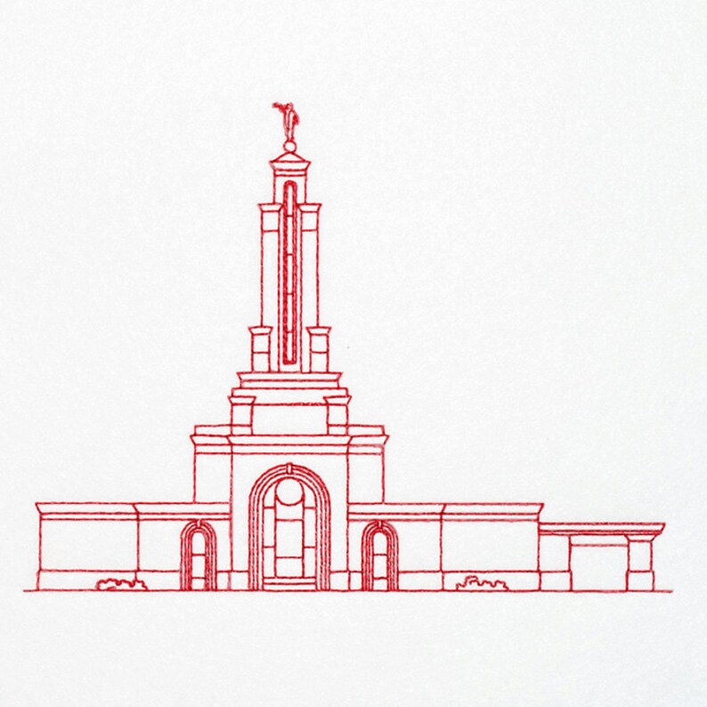 Lubbock Texas LDS Temple Redwork Embroidery Design Digital - Etsy