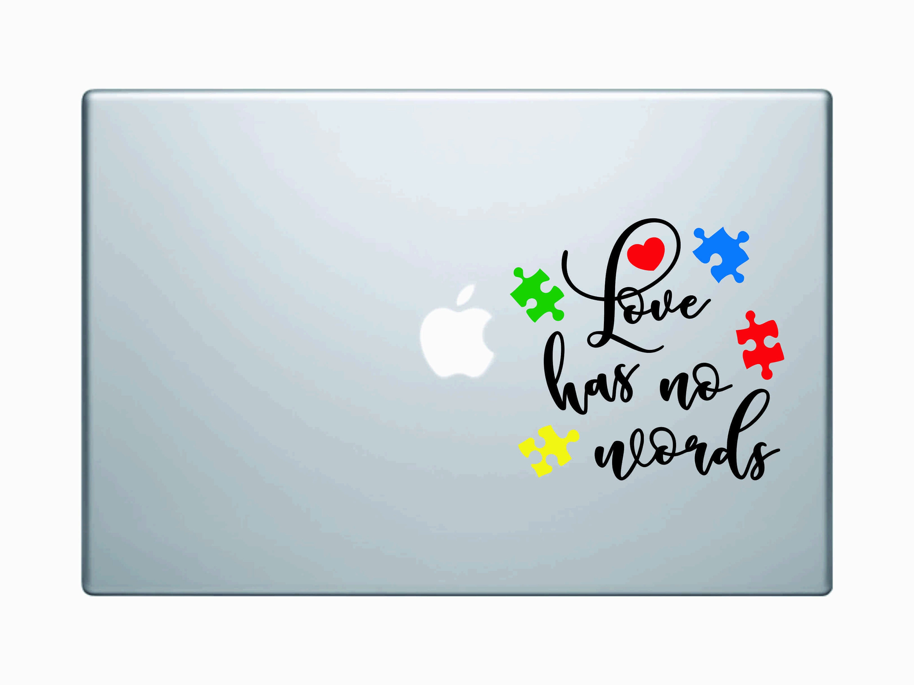 Autism Awareness Love Has No Words Heart Puzzle Piece Car Decal ...