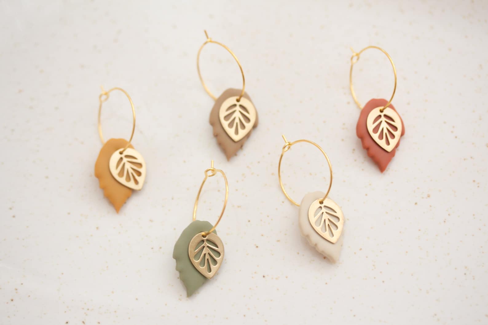 Fall Hoops Autumn Leaf Polymer Clay Earrings 14 K Gold and - Etsy