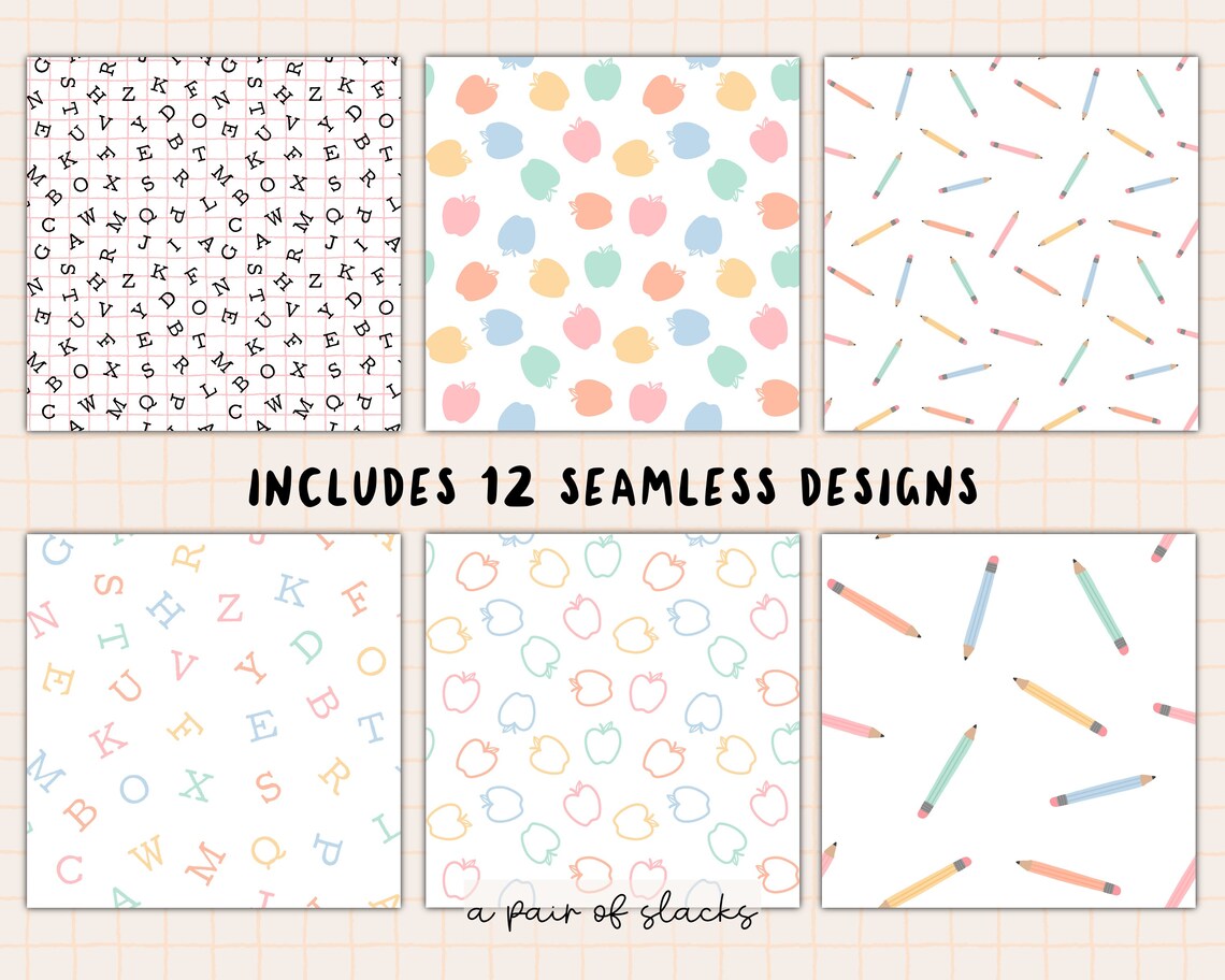 Back to School Colorful Teacher Mix Digital Paper Pack - Seamless ...
