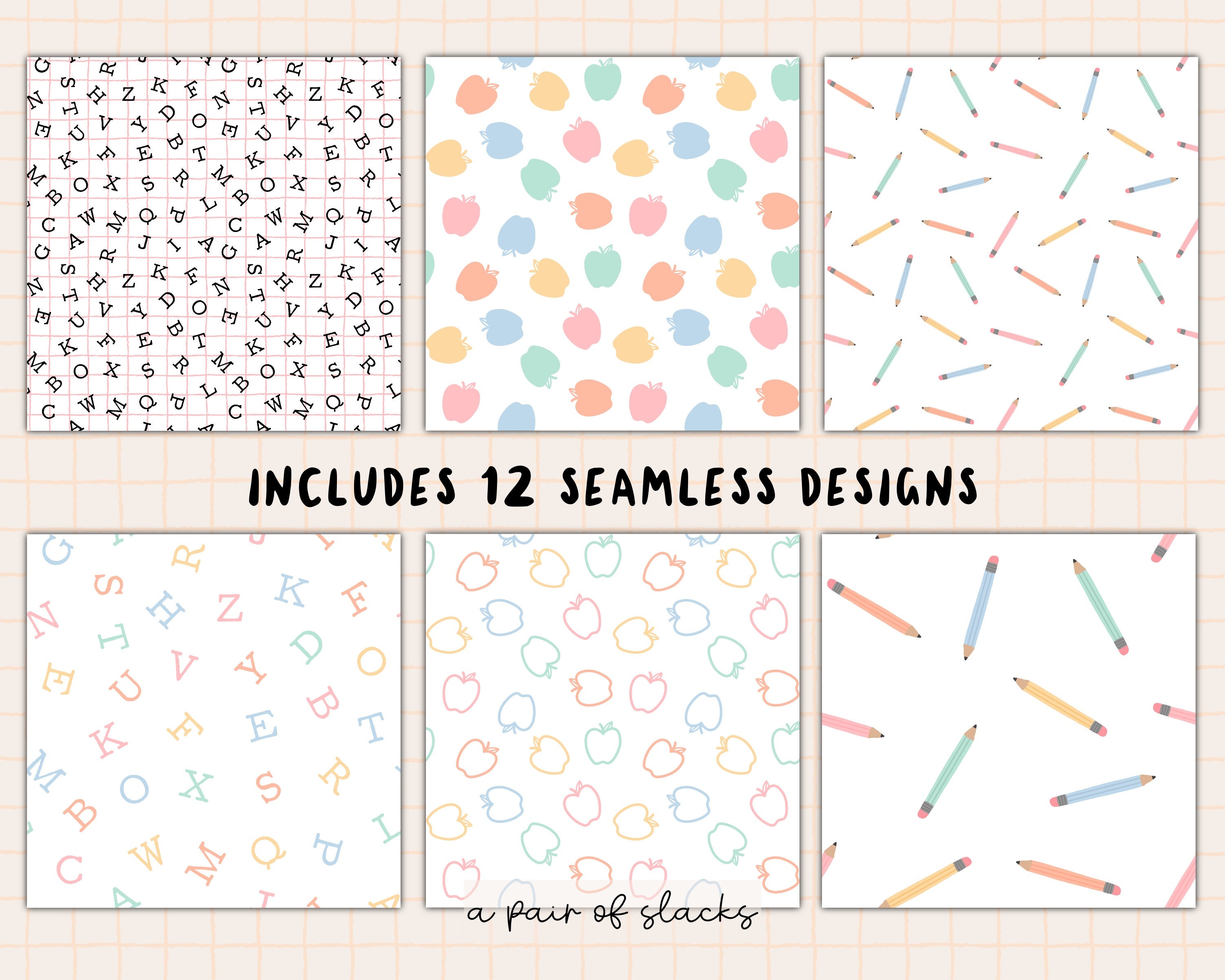 Back to School Colorful Teacher Mix Digital Paper Pack - Seamless ...