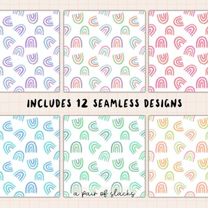 Watercolor Rainbows Digital Paper Pack - Rainbow Seamless Illustration ...
