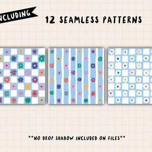 Bright Daisy Doodles Digital Paper Pack - Floral Illustration ...