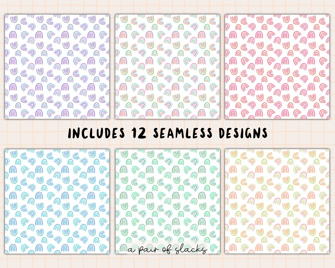 Watercolor Rainbows Digital Paper Pack - Rainbow Seamless Illustration ...