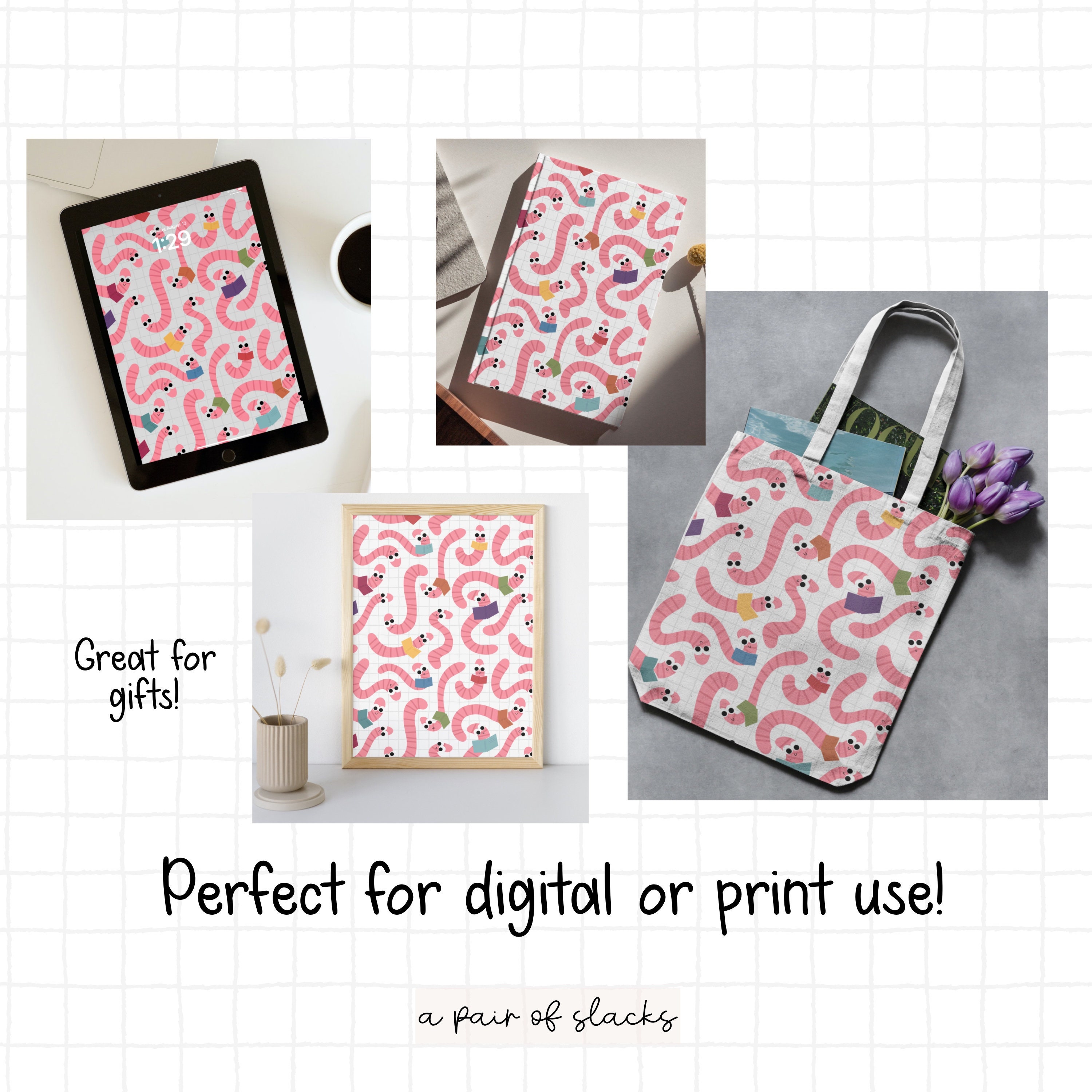 Bookworm Digital Art Print - Instant Download Printable Wall Art ...