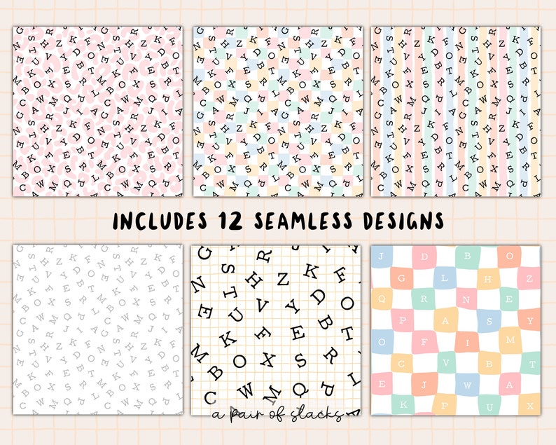 Back to School Teacher Alphabet Digital Paper Pack - Seamless Rainbow ...