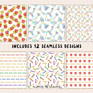 Back to School Watercolor Teacher Digital Paper Pack - Heart, Rainbow ...