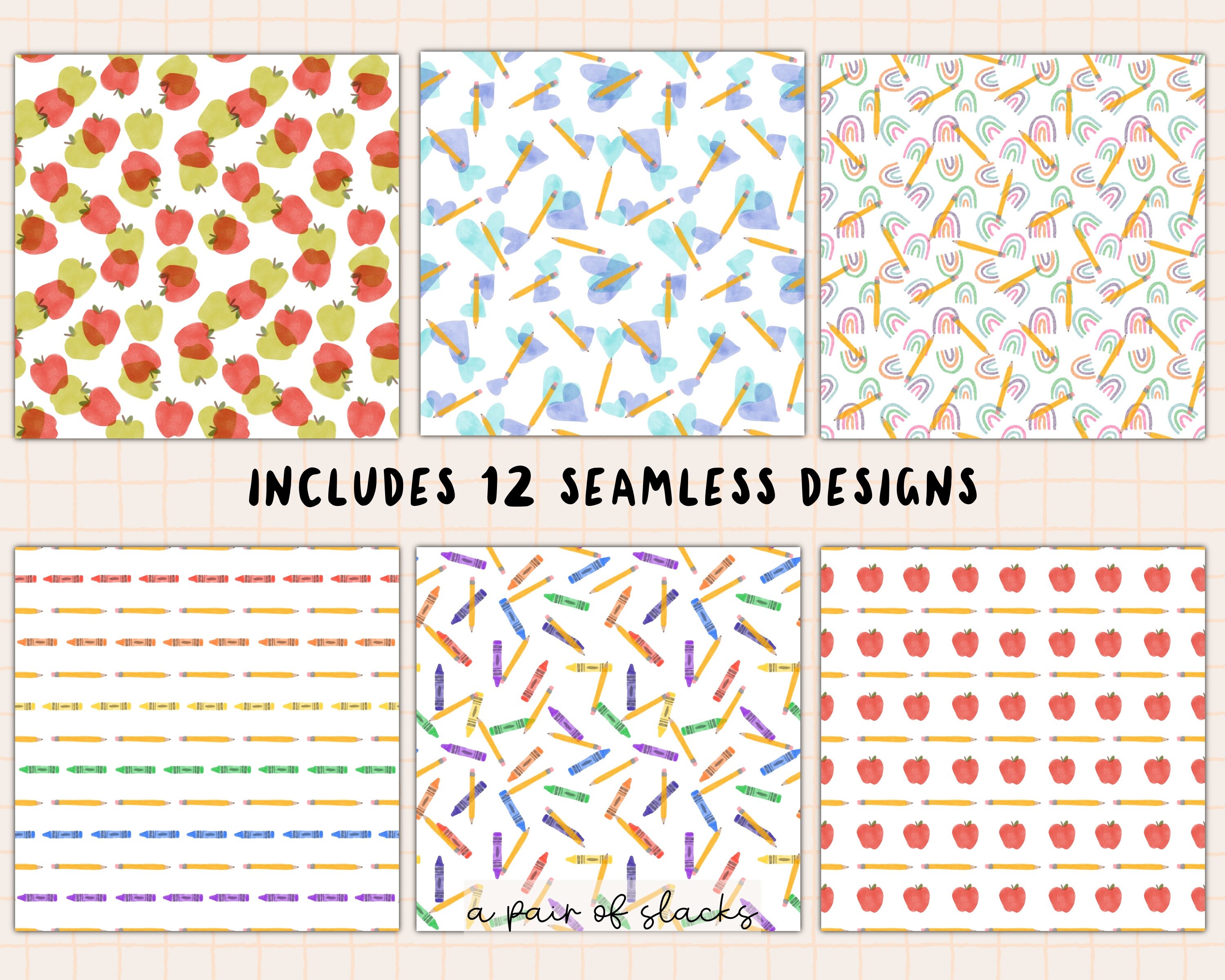 Back to School Watercolor Teacher Digital Paper Pack Heart, Rainbow ...