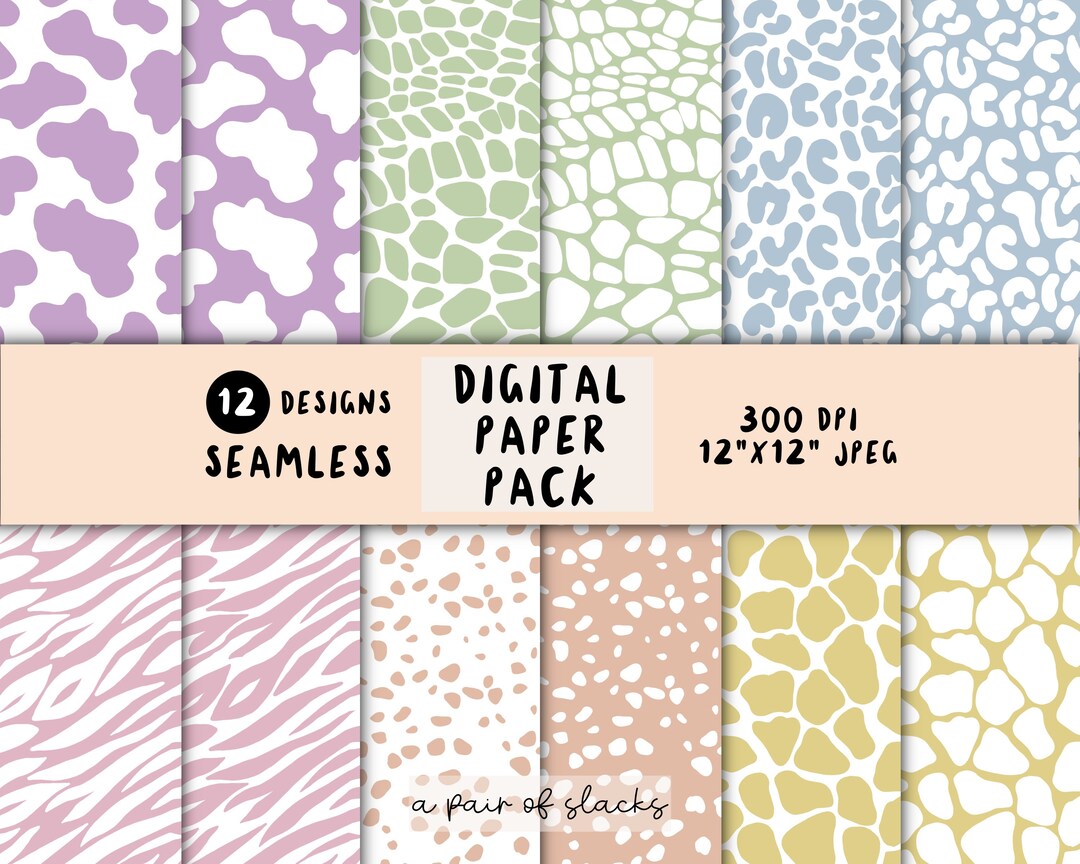 Pastel Animal Print Digital Paper Pack - Animal Print Designs ...