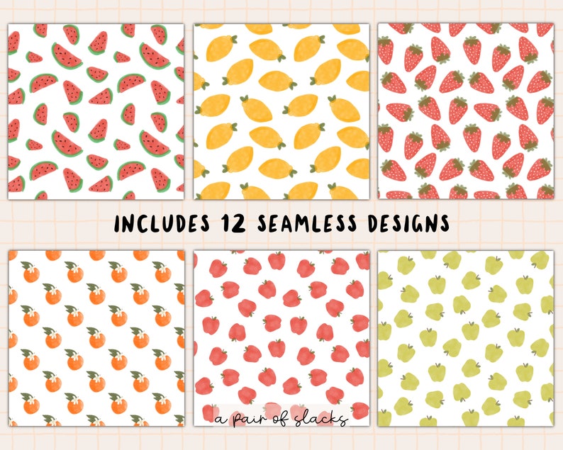 Watercolor Fruit Digital Paper Pack - Watermelon, Strawberry, Orange ...