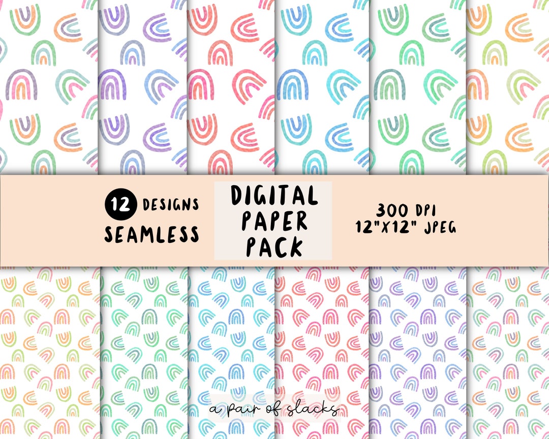 Watercolor Rainbows Digital Paper Pack - Rainbow Seamless Illustration ...