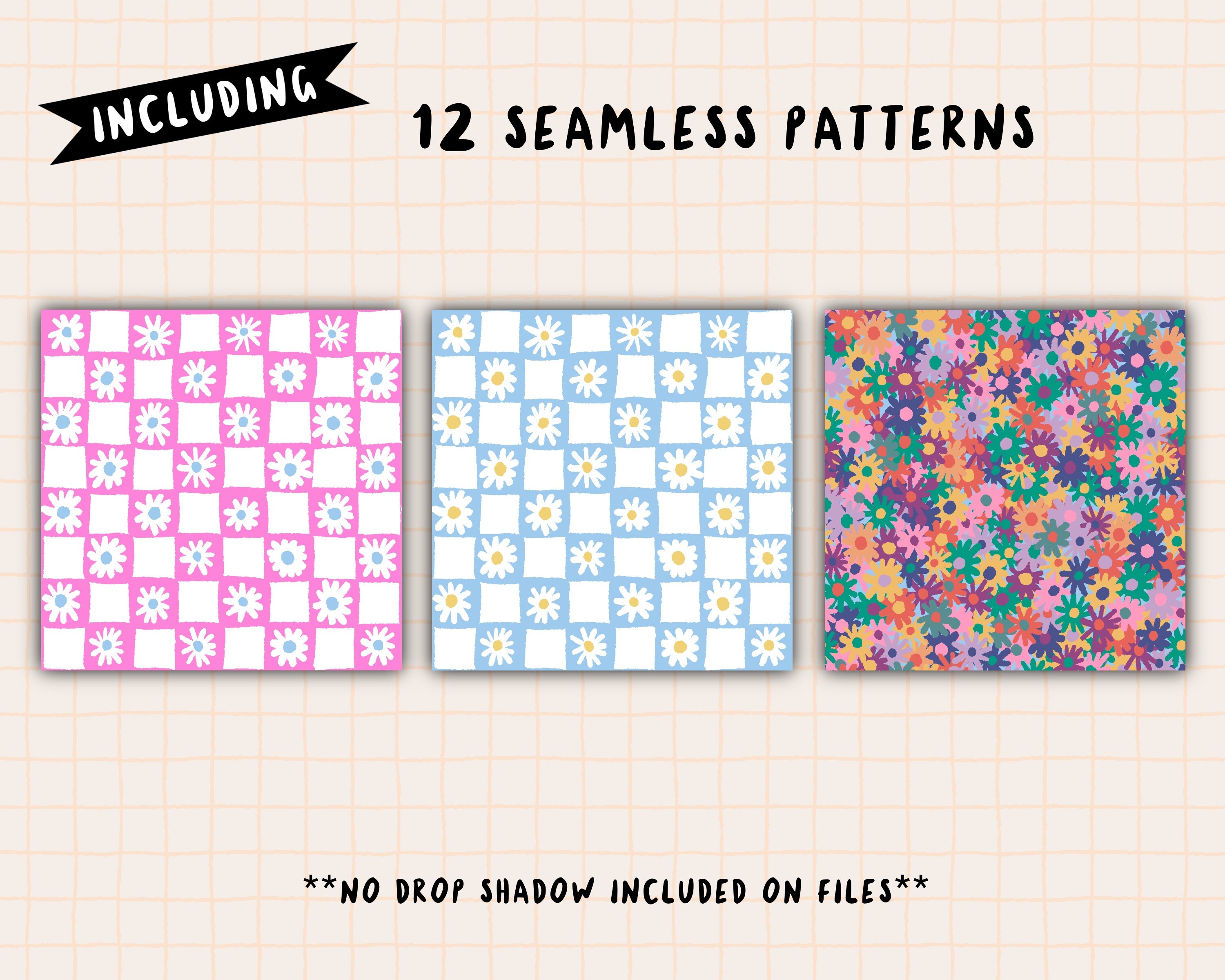 Bright Daisy Doodles Digital Paper Pack Floral Illustration Background ...