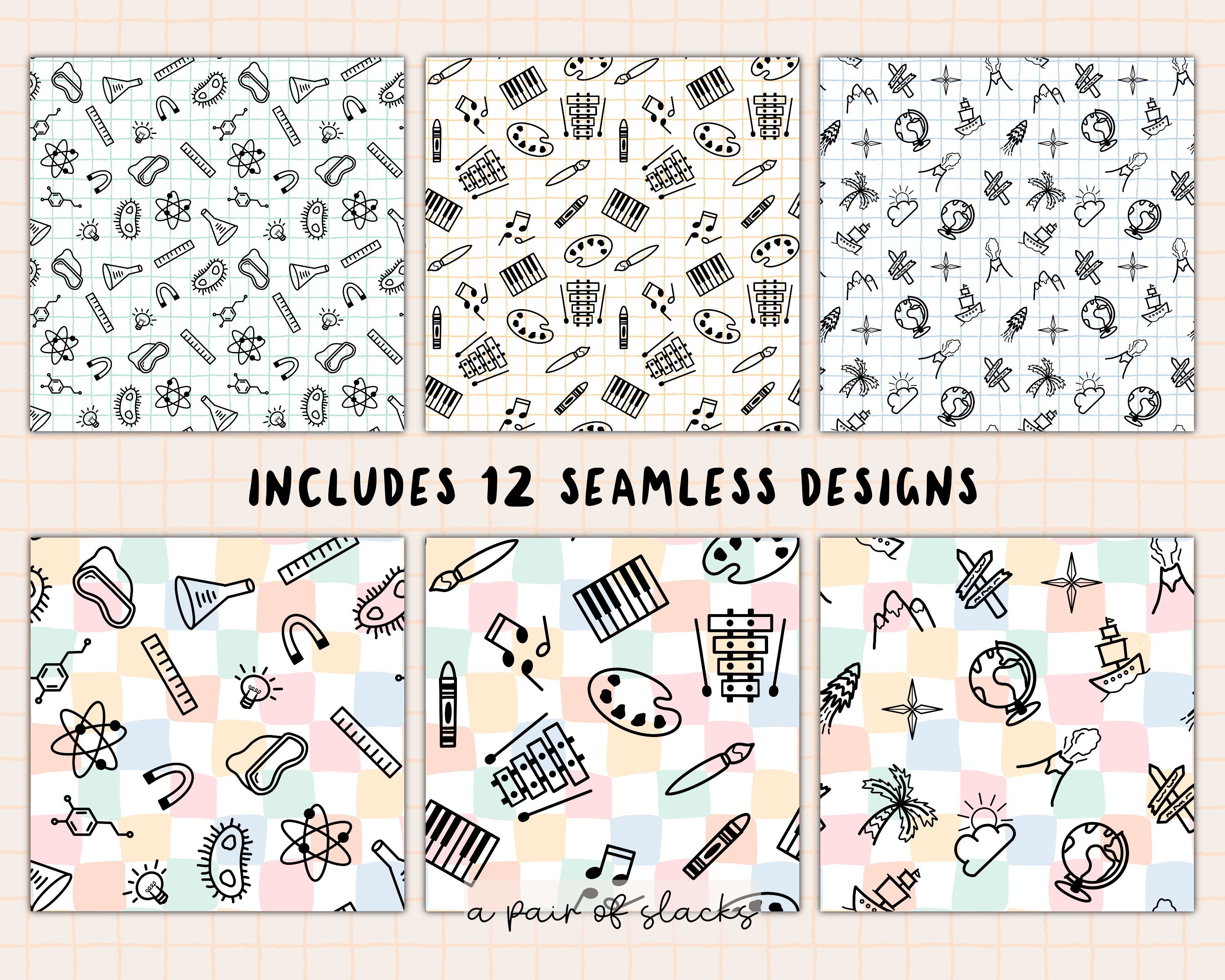 Back to School Colorful Teacher Mix Digital Paper Pack - Seamless ...