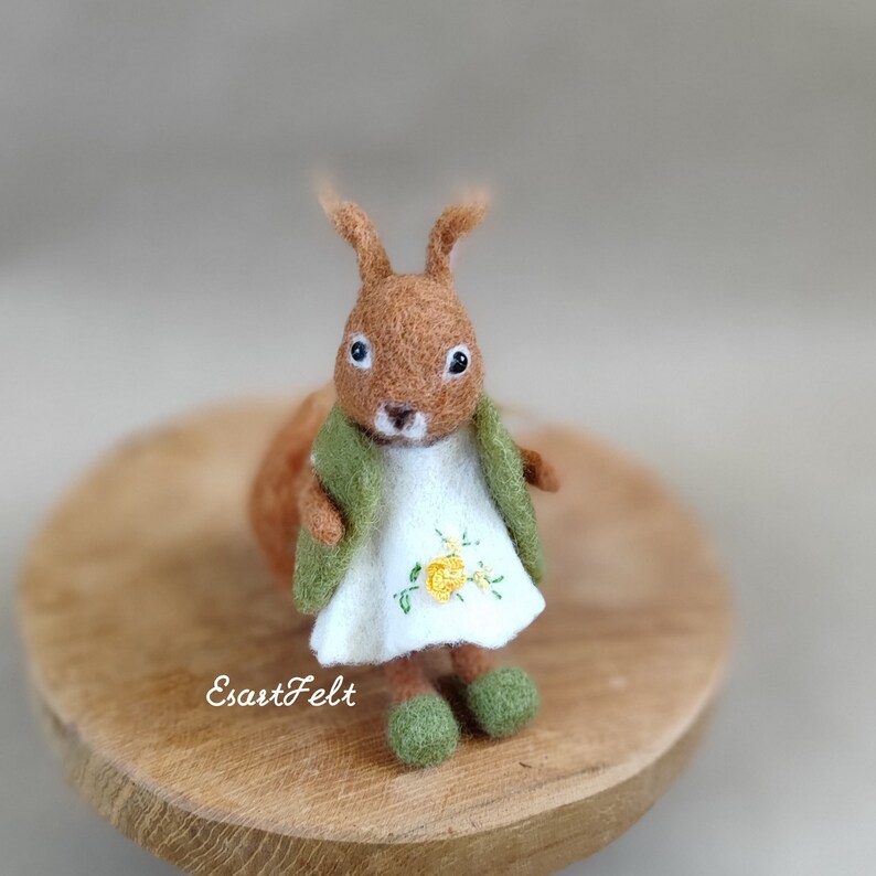 Felted Squirrel Miniature With Clothes, Felted Animal Miniature, Felt Squirrel Figurine ...