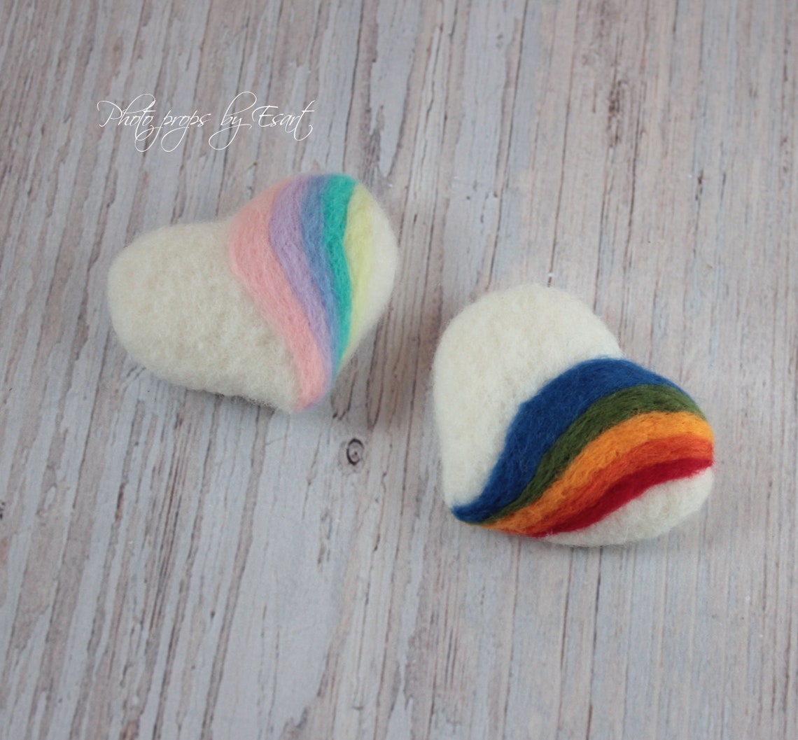 Felted Newborn Rainbow Props Felted Rainbow Heart Photography - Etsy