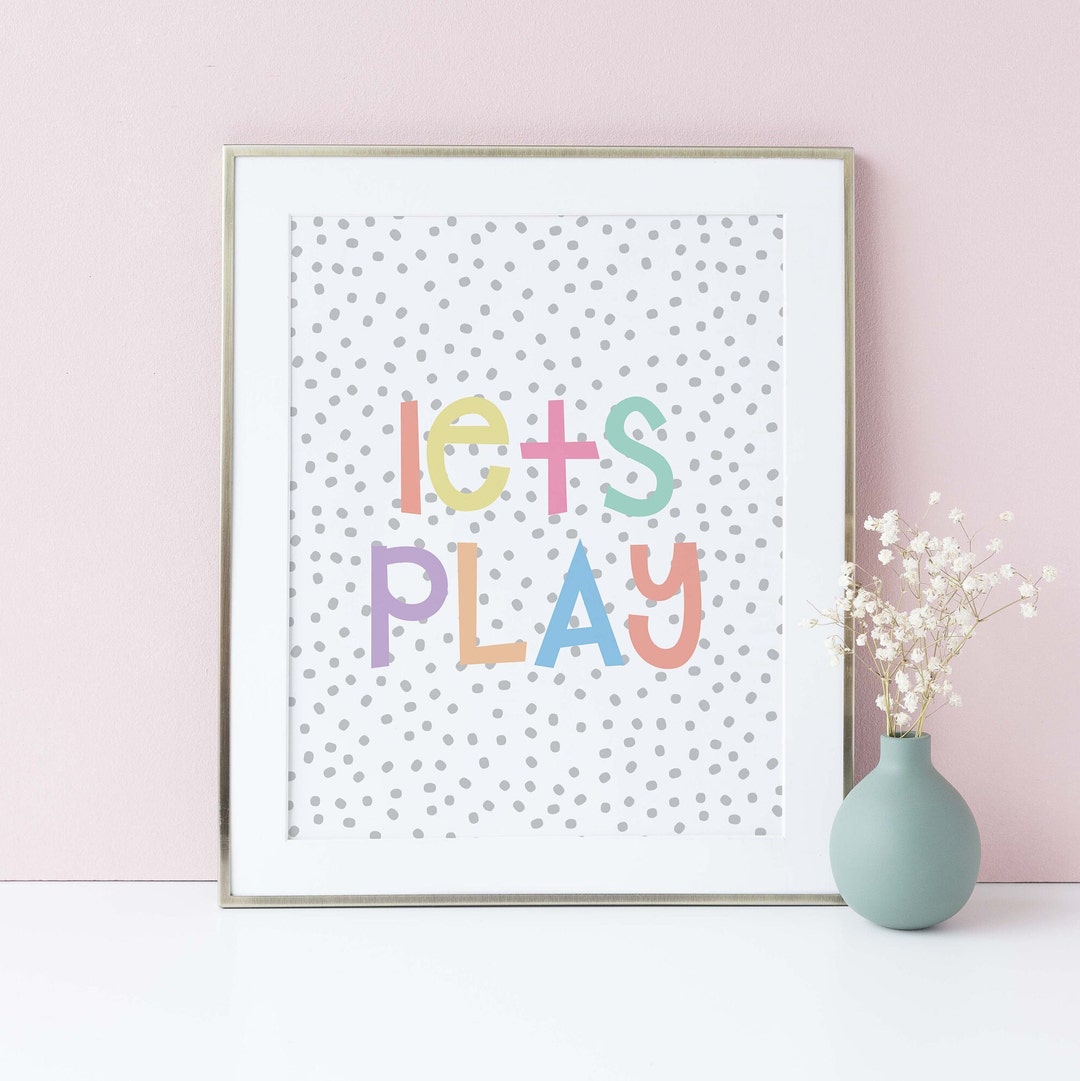 Digital Download: Lets Play Quote, Poster, Colour, Play Room Motivate ...