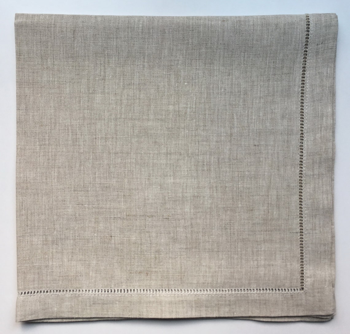 A Set of 6 Hemstitch Linen Napkins in Natural Color 50x50 Cm | Etsy