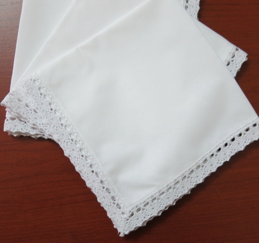 Set of 6, White Cotton 11"x11" Lady's Handkerchiefs With Lace Edge - Etsy