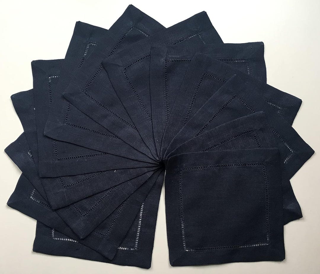 Navy Linen Cocktail Napkin 6"x6"-a Dozen Cloth Napkin Coasters-ladder ...